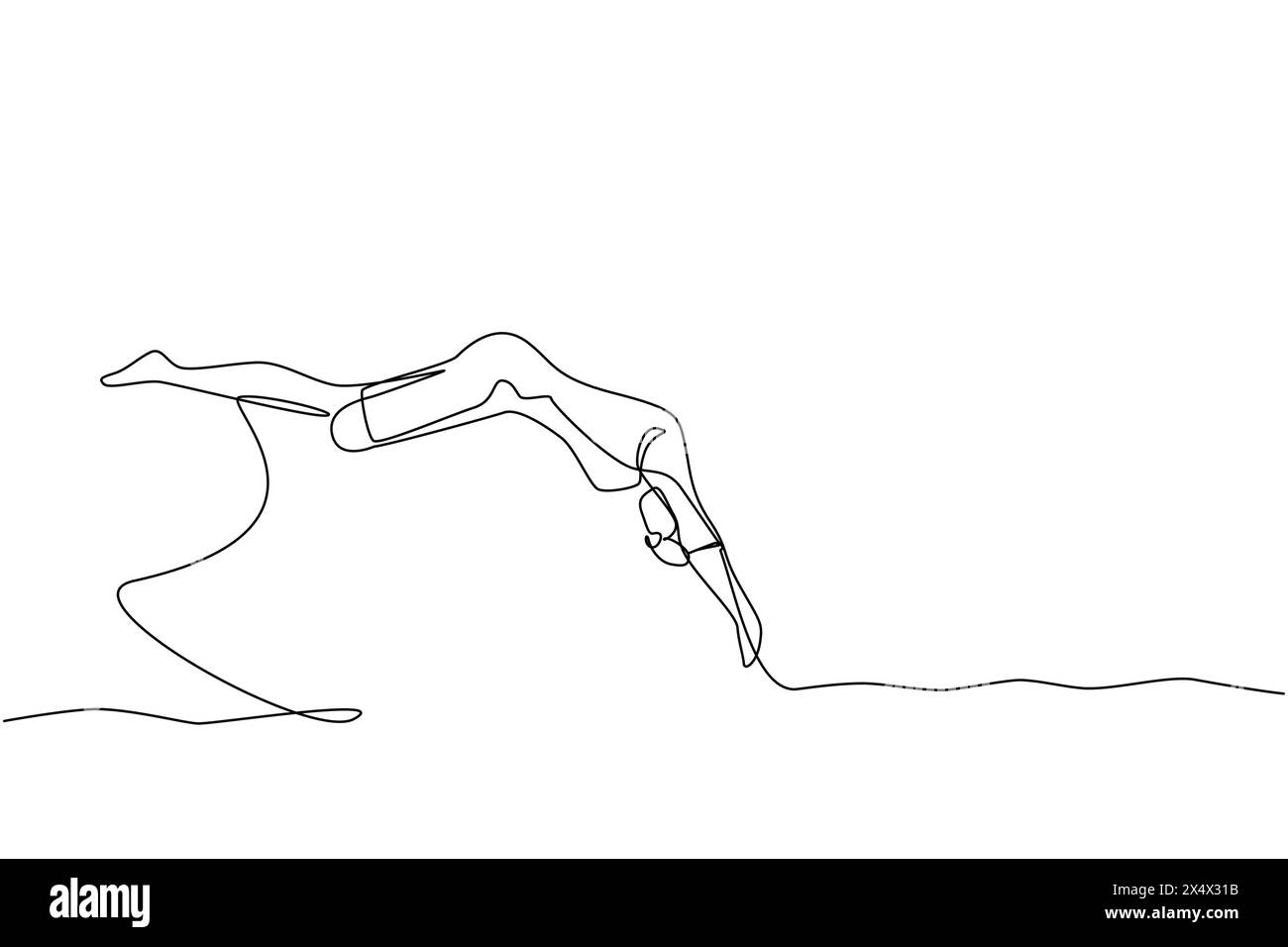 Continuous one line drawing young disabled person. Woman in swimming ...
