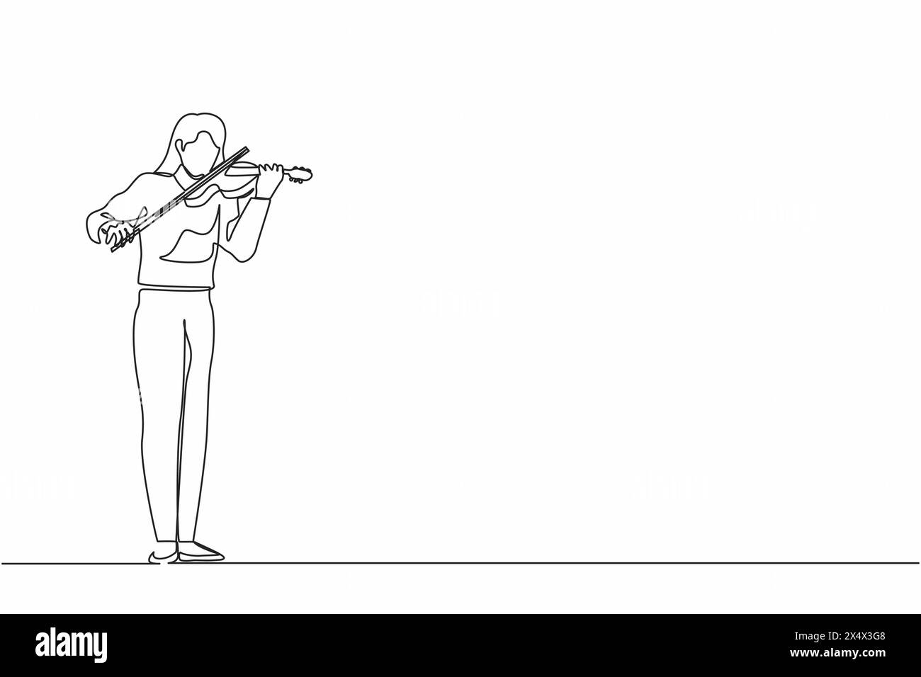 Single one line drawing woman musician playing violin. Classical music ...