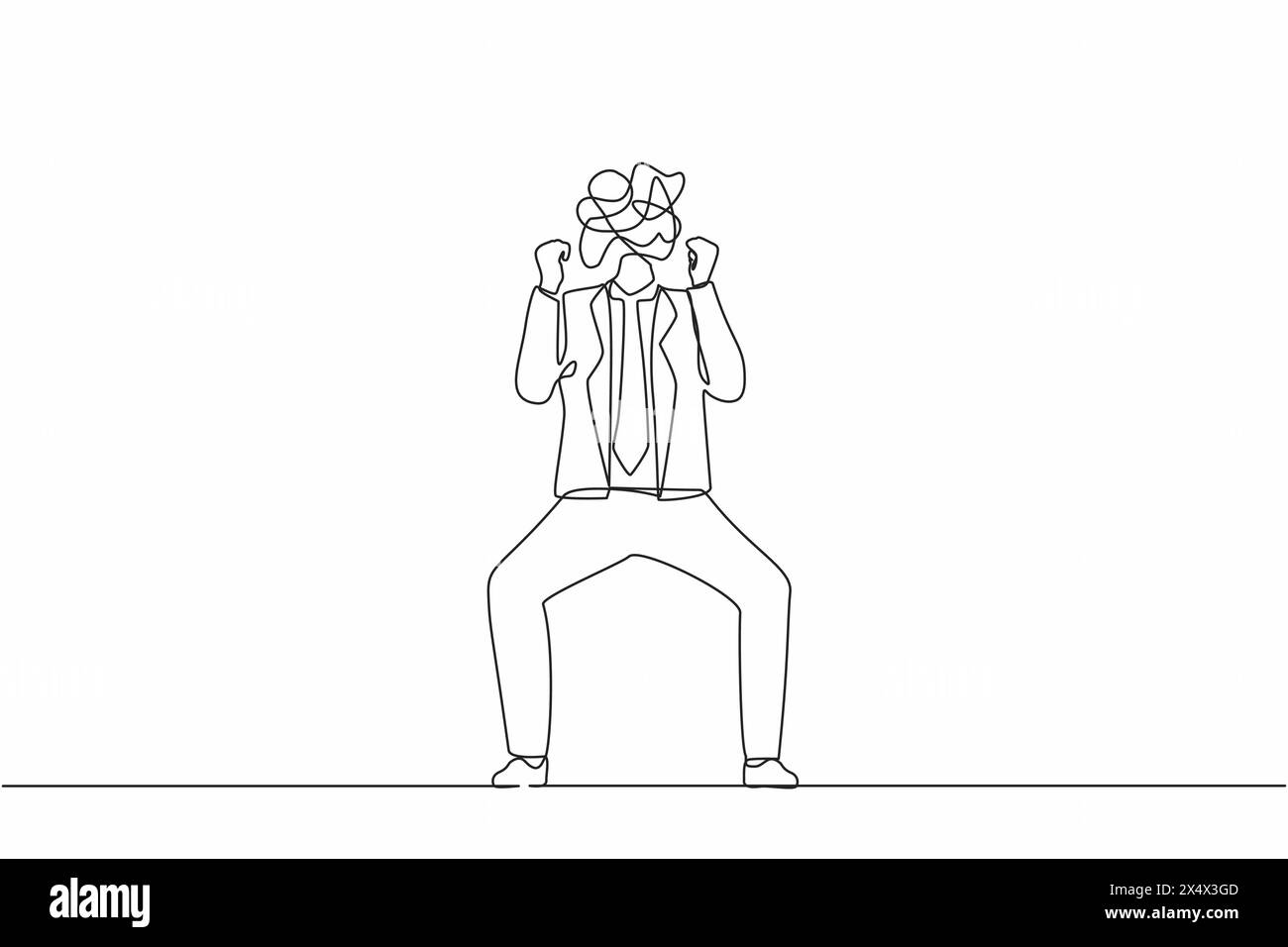 Single one line drawing businessman with round scribbles instead of ...