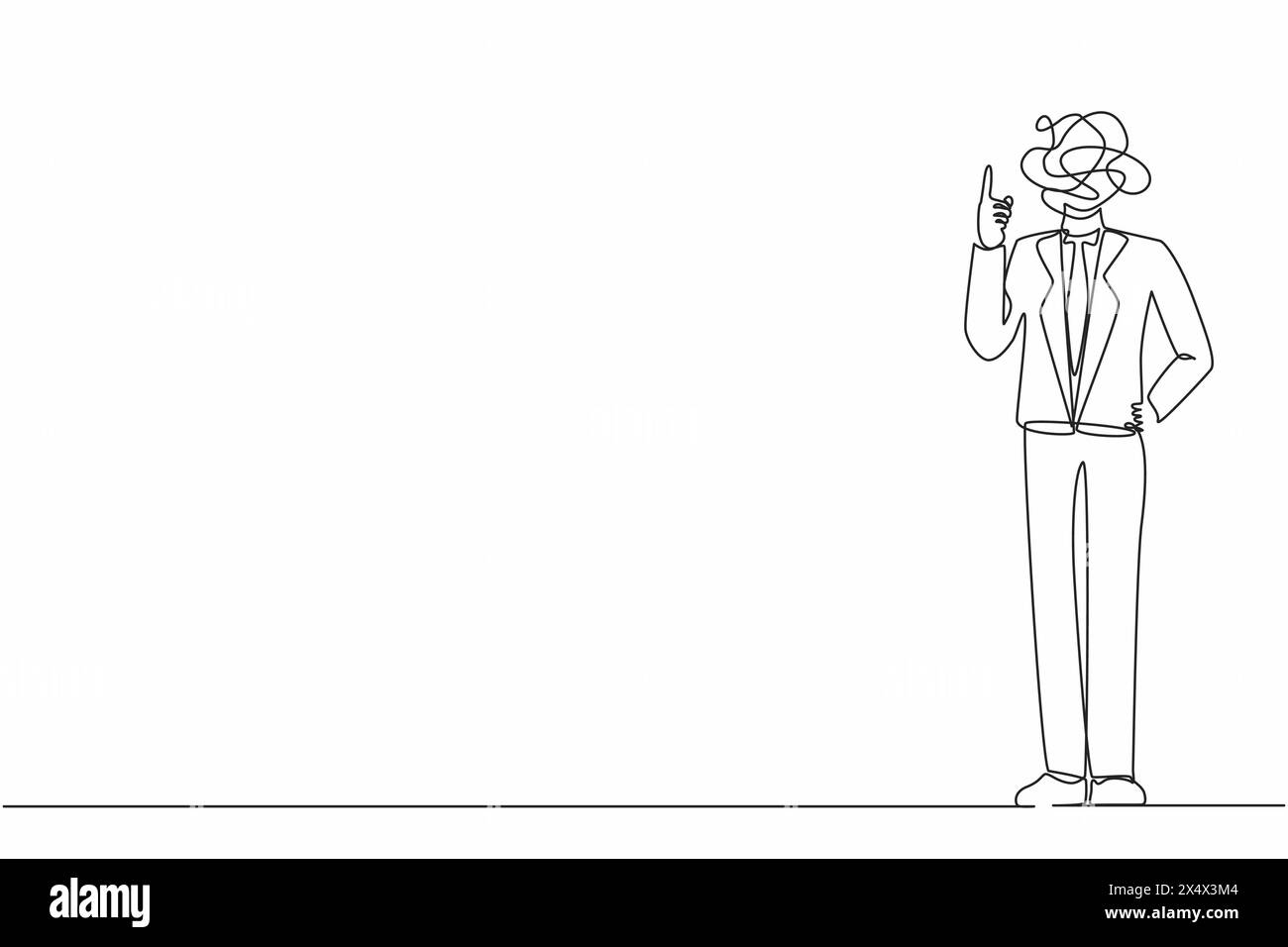 Single one line drawing businessman with round scribbles instead of a ...