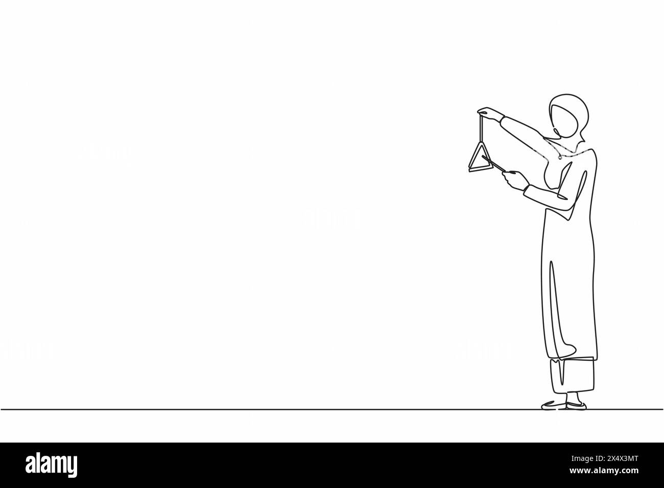 Continuous one line drawing Arabian female musician playing musical ...