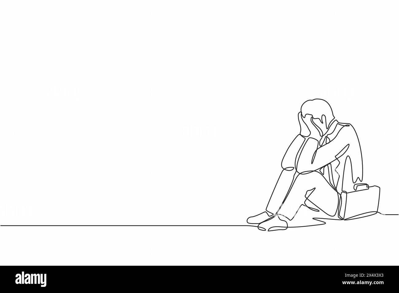 Sad businessman sitting floor Black and White Stock Photos & Images - Alamy