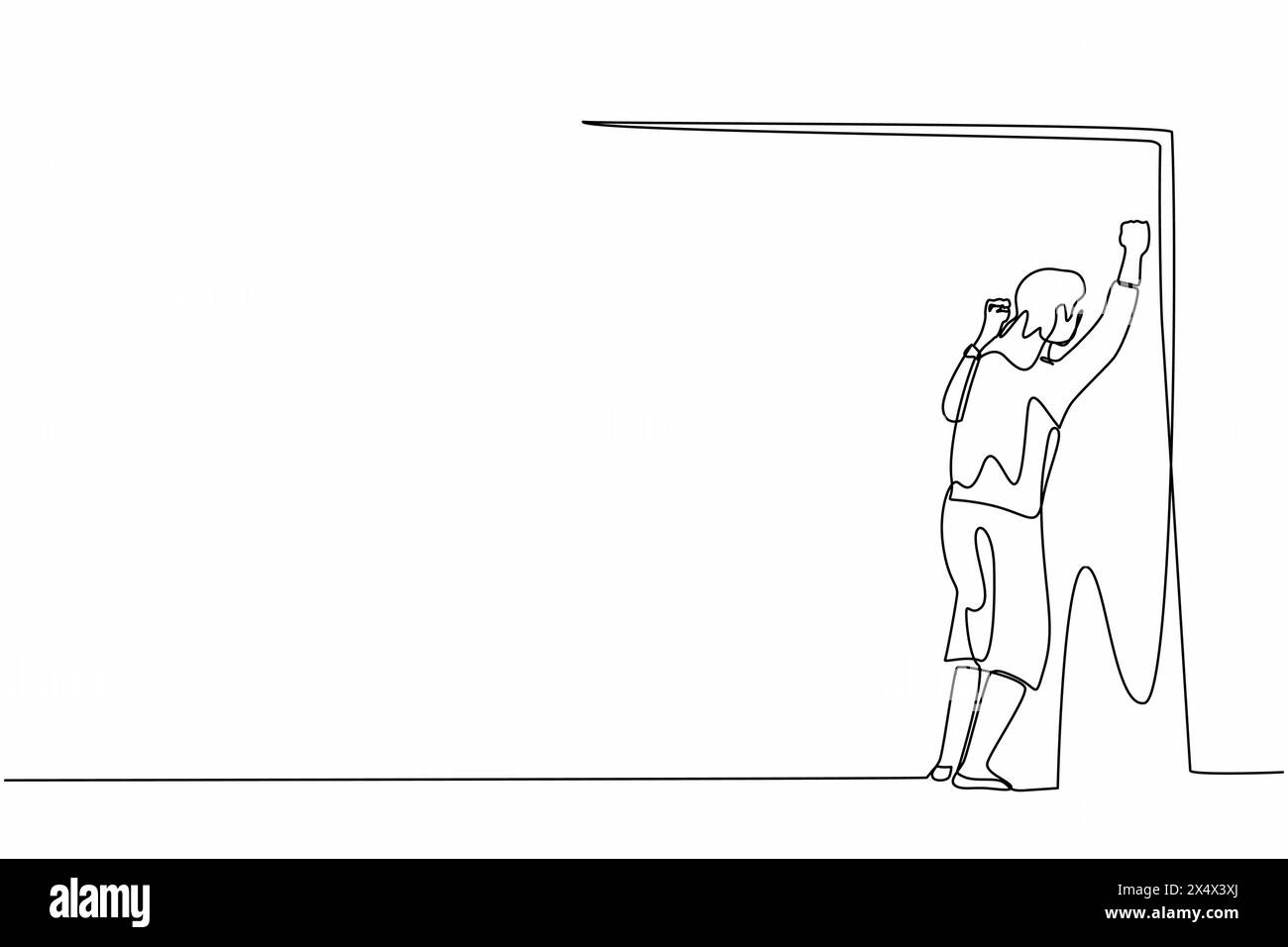 Continuous one line drawing businesswoman crying sad lost her ...