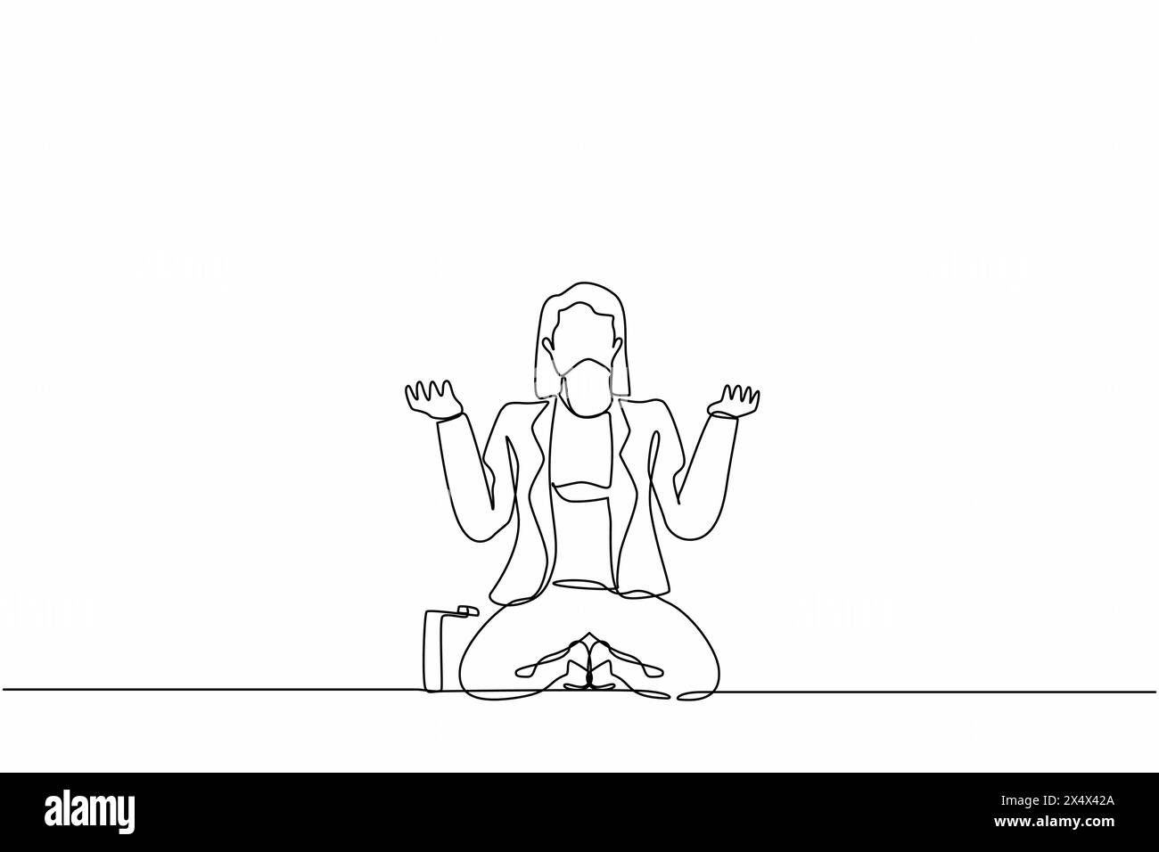 Continuous one line drawing businesswoman despair suffer grief. Female ...