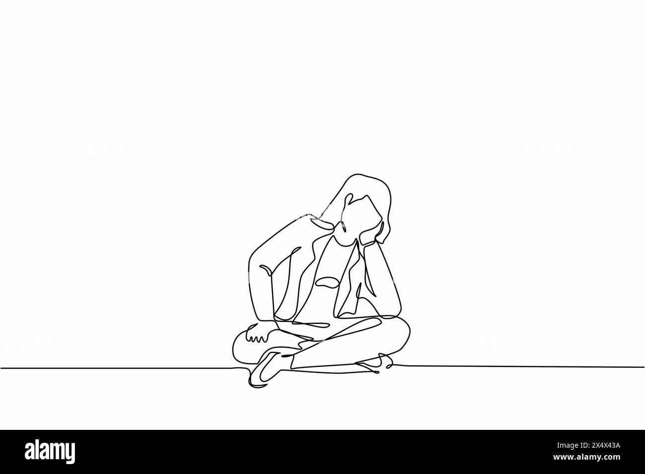 Single continuous line drawing businesswoman who is asking questions or ...