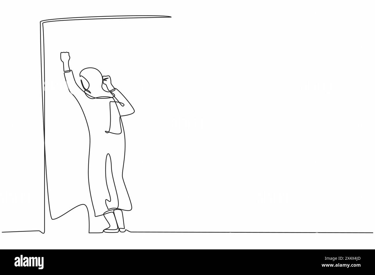 Single one line drawing Arab businesswoman crying sad lost her ...