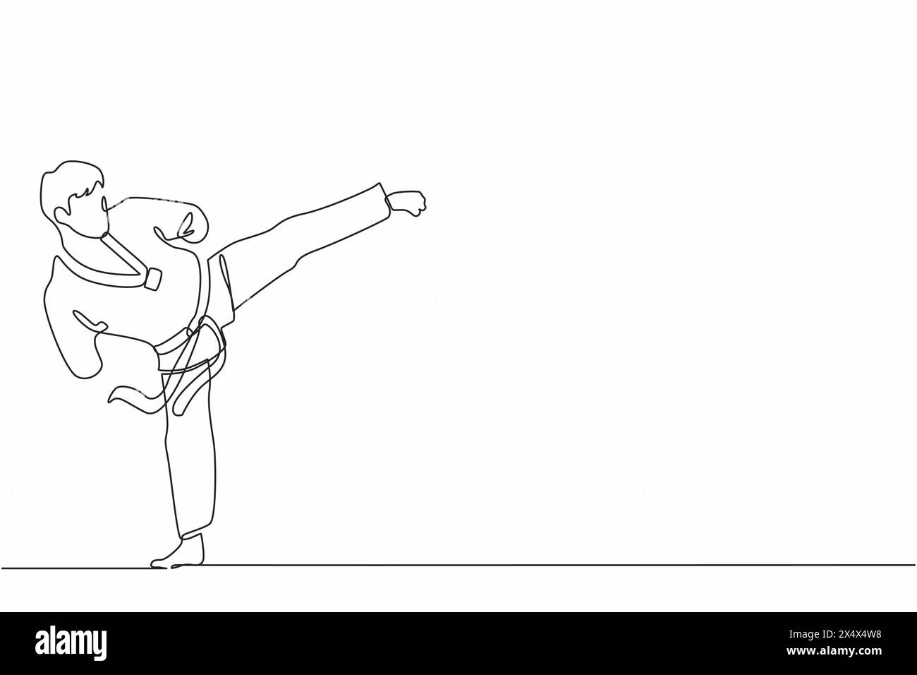 Single continuous line drawing male athlete with disability practicing ...