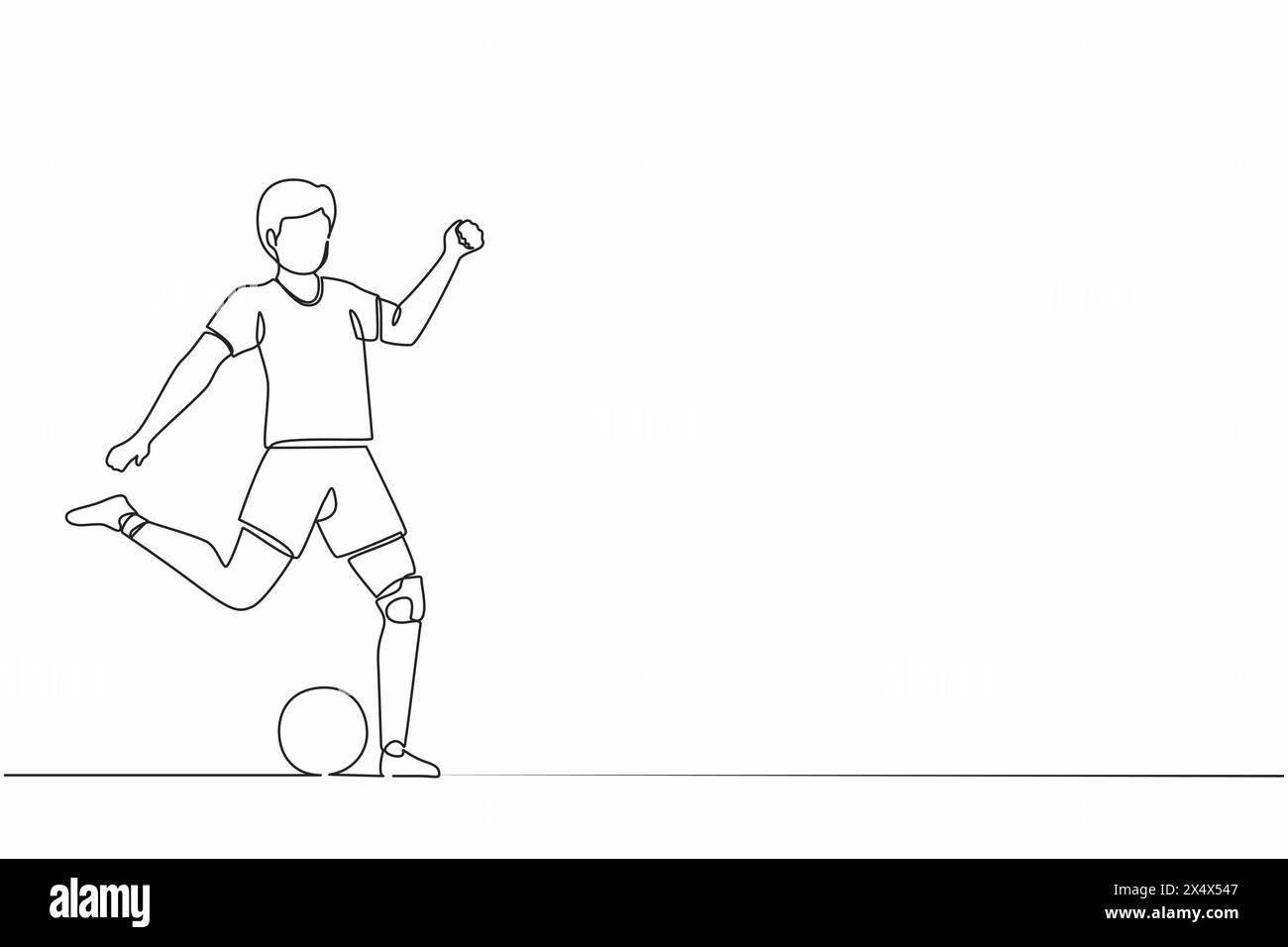 Single one line drawing disabled man athlete playing football ...