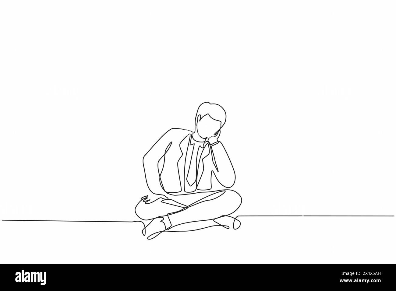 Continuous one line drawing businessman who is asking questions or is ...