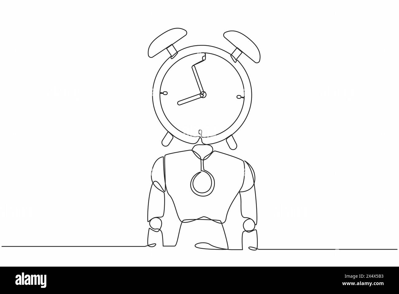 Continuous one line drawing robot with alarm clock instead of head ...