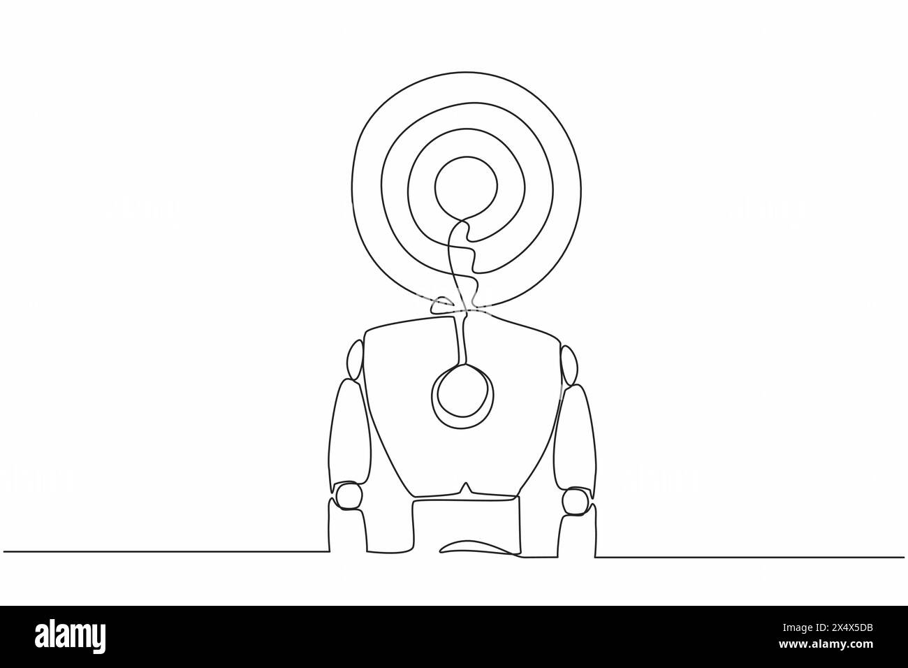 Single one line drawing robot with target instead of head. Future ...