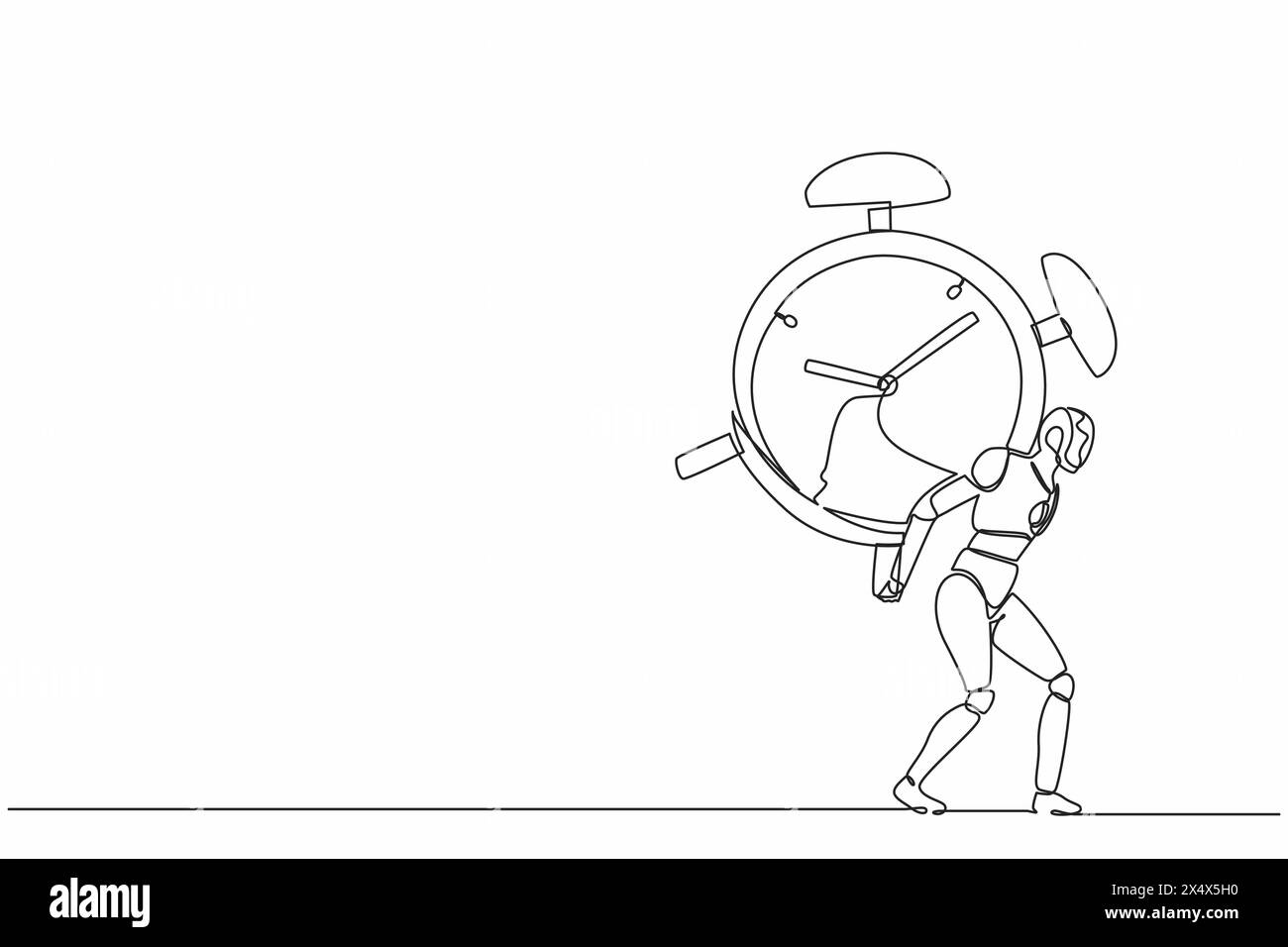 Continuous one line drawing robots standing and carry heavy huge alarm ... Continuous one line drawing robots standing and carry heavy huge alarm ...