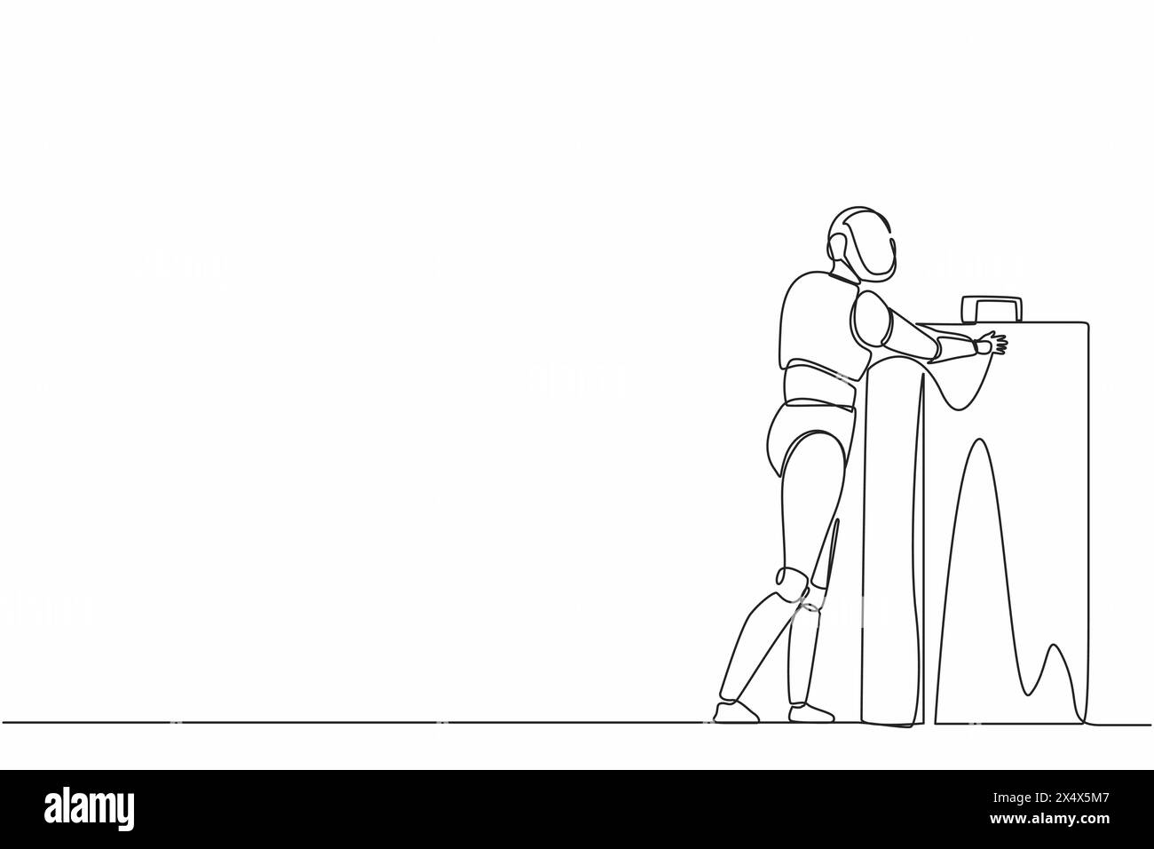 Single continuous line drawing robots standing and hugging huge ... Single continuous line drawing robots standing and hugging huge ...