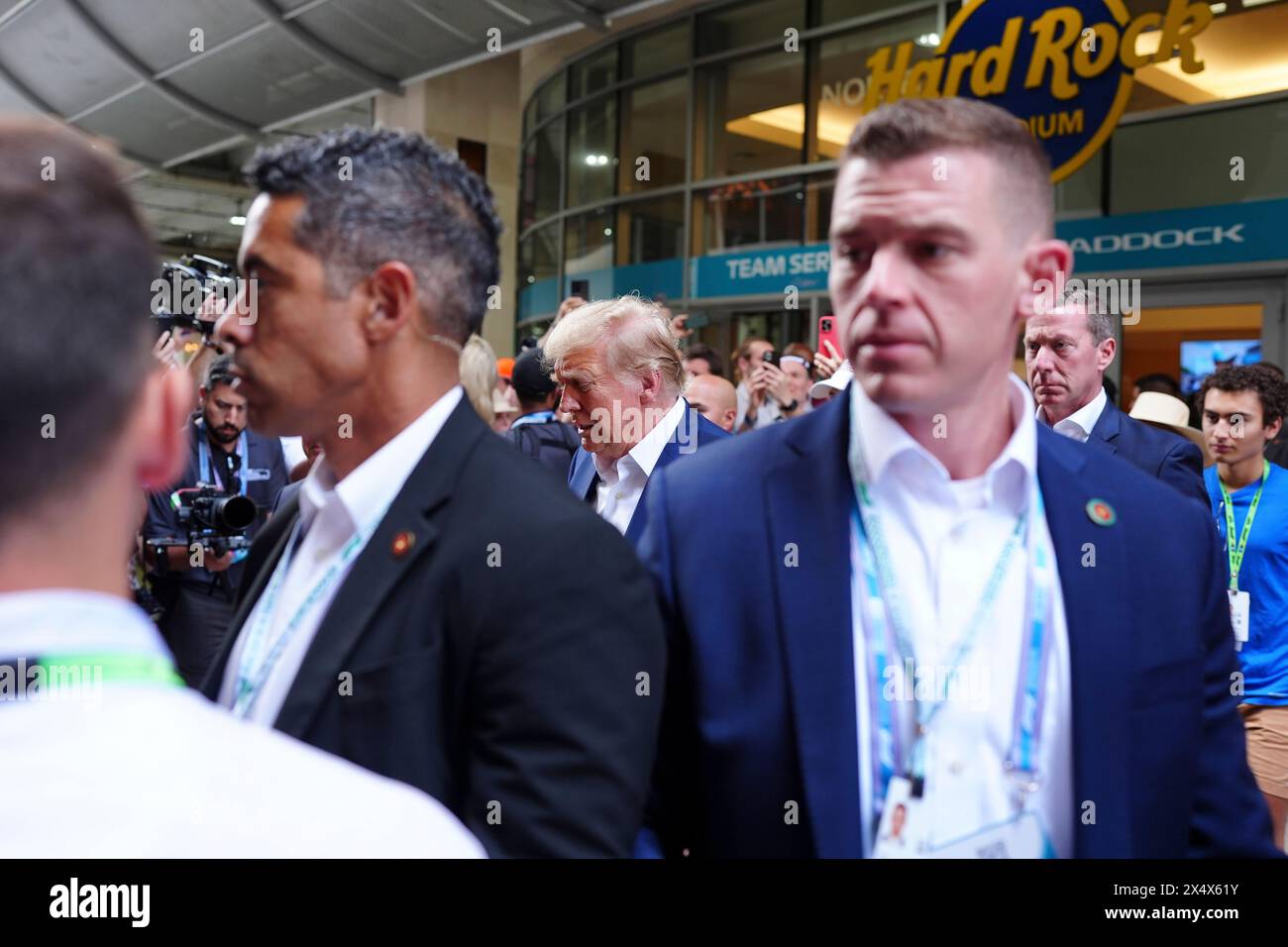 Miami, Florida, USA. 5th May, 2024. Former President Donald Trump walks ...
