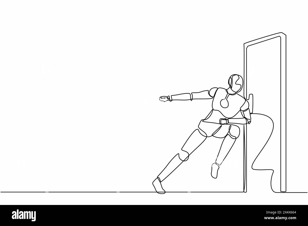 Single continuous line drawing robots running wants to break down the ... Single continuous line drawing robots running wants to break down the ...