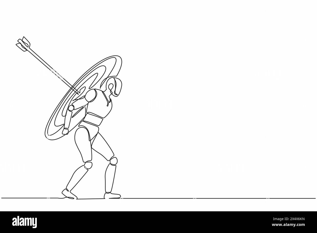 Continuous One Line Drawing Robots Carrying Heavy Huge Target With Exact Arrow Humanoid Robot