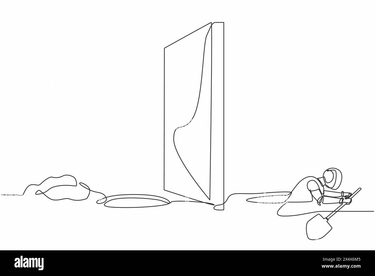 Continuous one line drawing robot digging tunnel under wall or obstacle ...