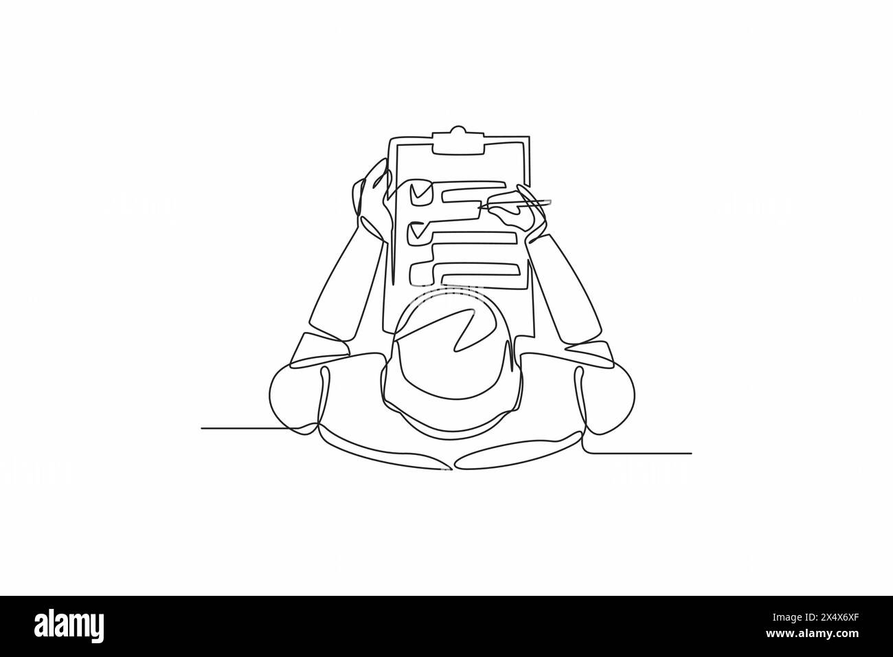 Single continuous line drawing robots check document on clipboard ...