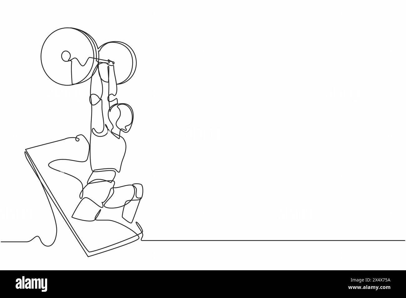 Continuous one line drawing robots come out from cellular phone with ...