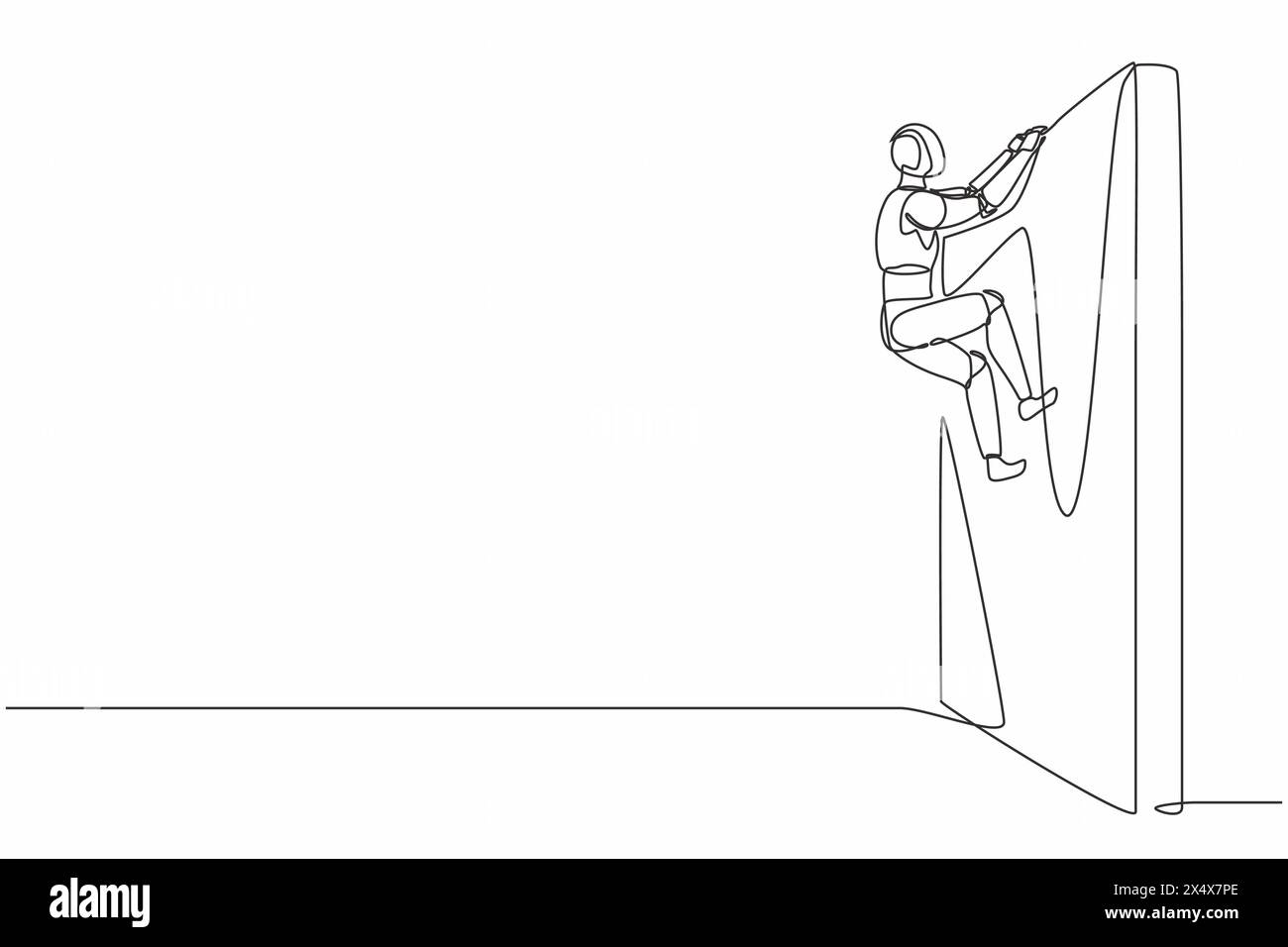 Single one line drawing robot climb the obstacle wall, solve the ...