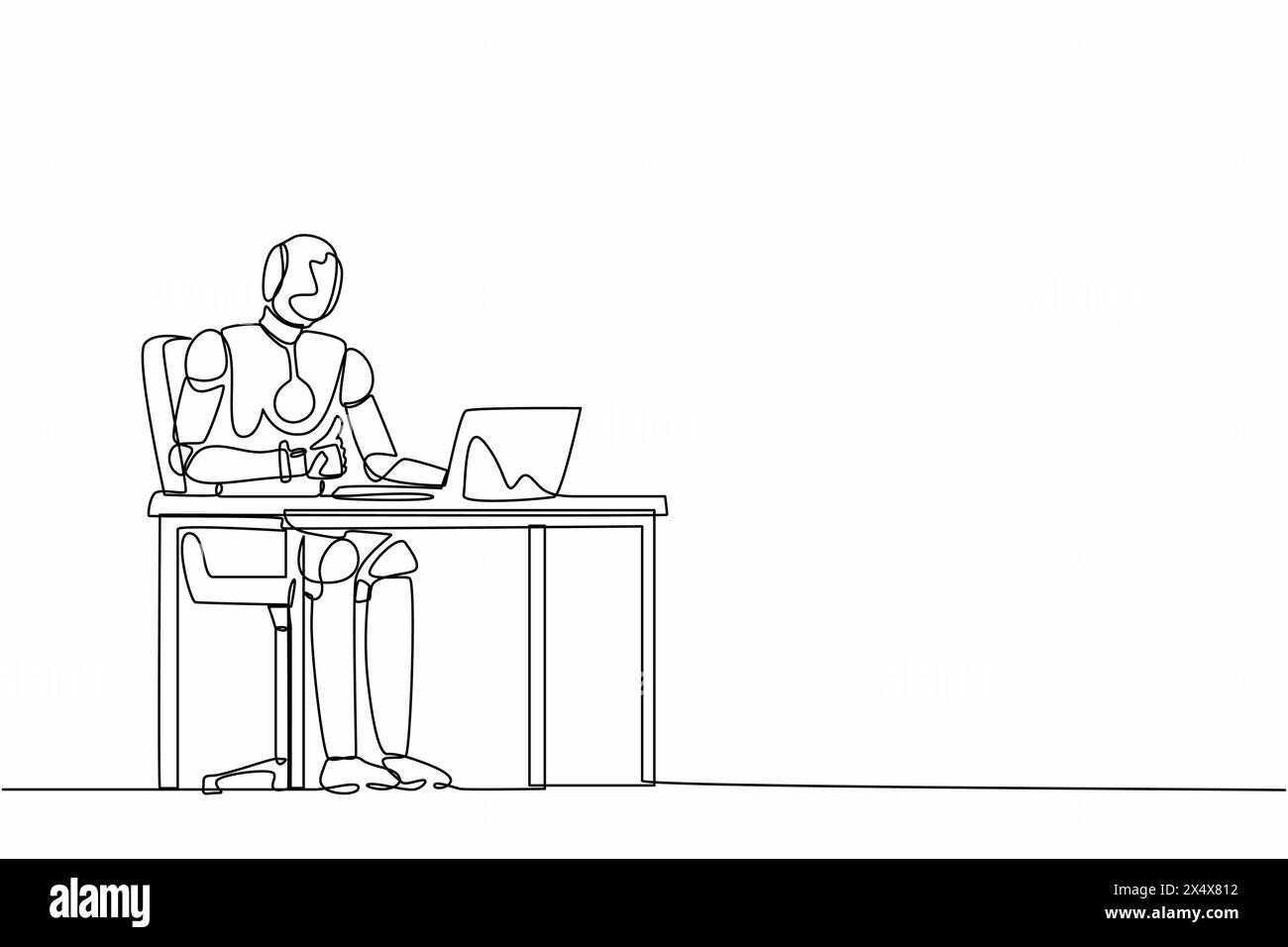 Continuous one line drawing robot giving thumbs up sign in front of ...