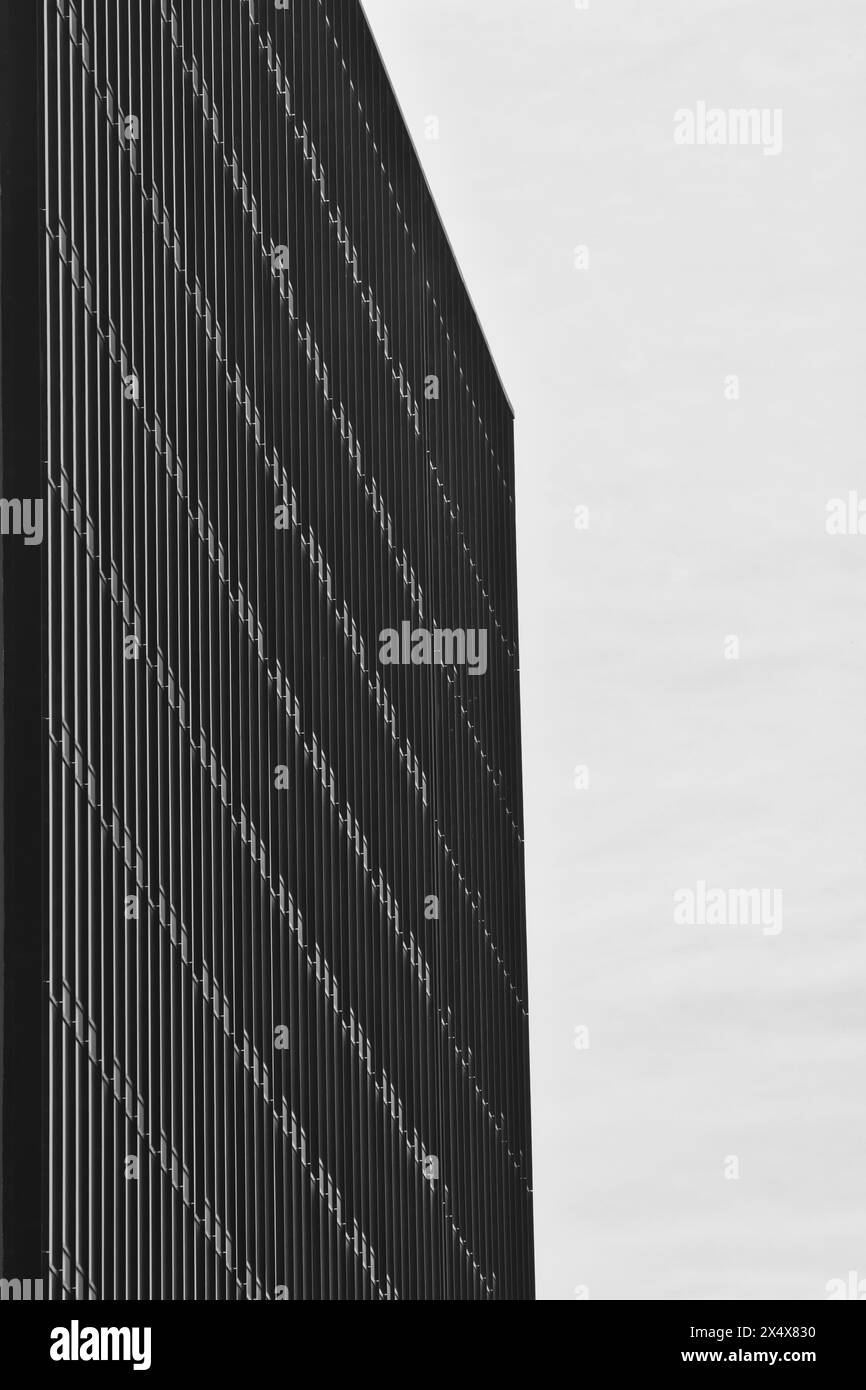 Black and white image of a modern building facade with a repetitive ...