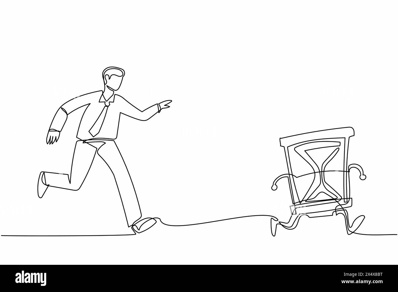 Single continuous line drawing businessman run chasing try to catch ...