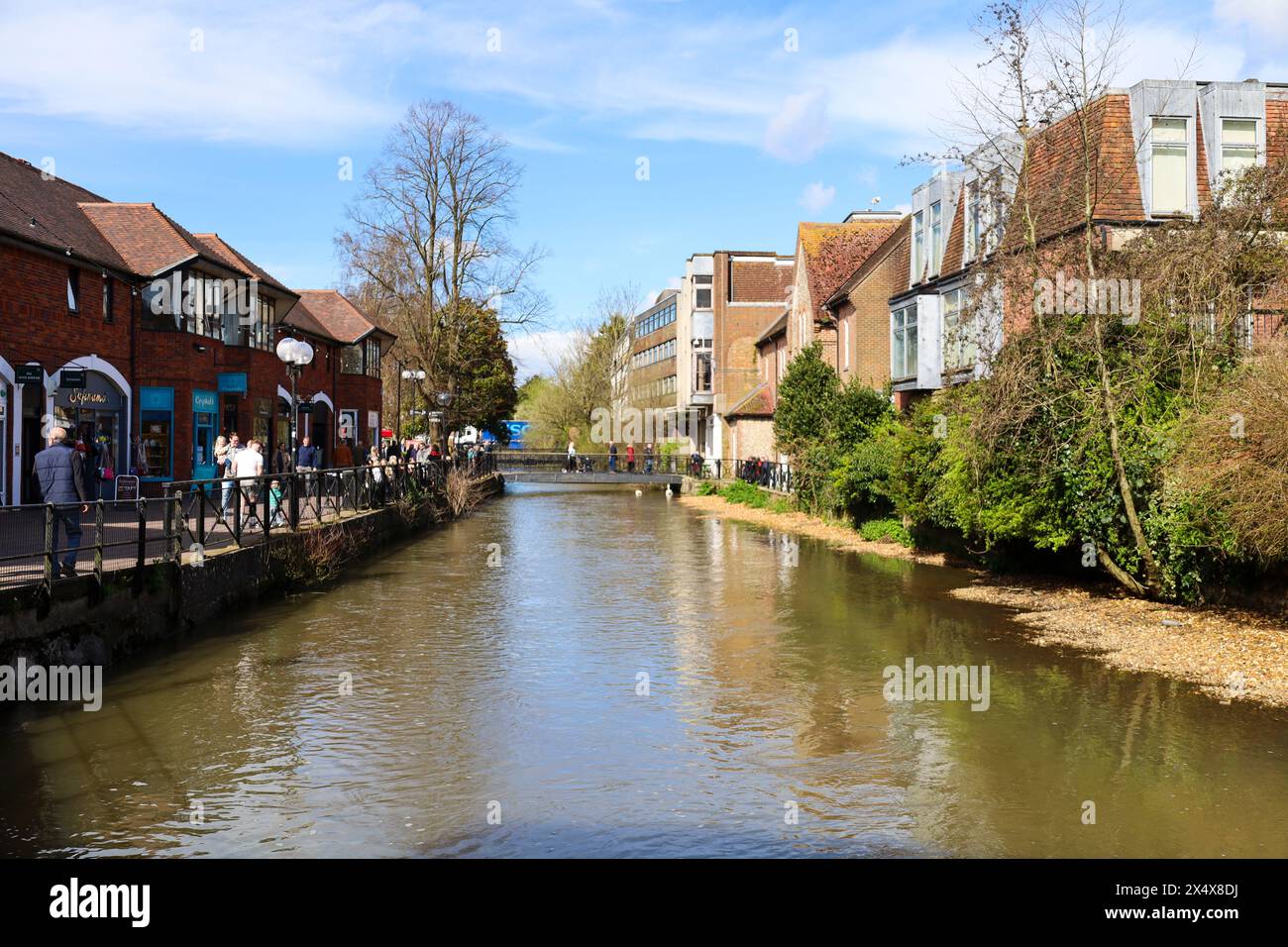 Salisbury, England- March 29, 2024: The Avon River in Salisbury city ...