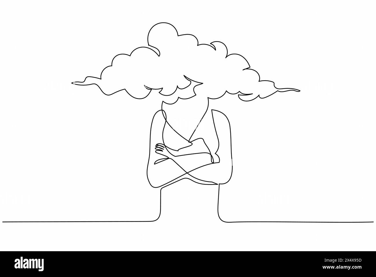 Single one line drawing cloud head Arab businesswoman. Female manager ...