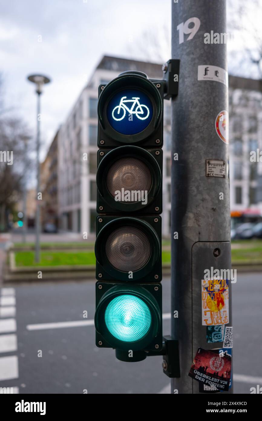 Close-up of a traffic light designed specifically for cyclists ...