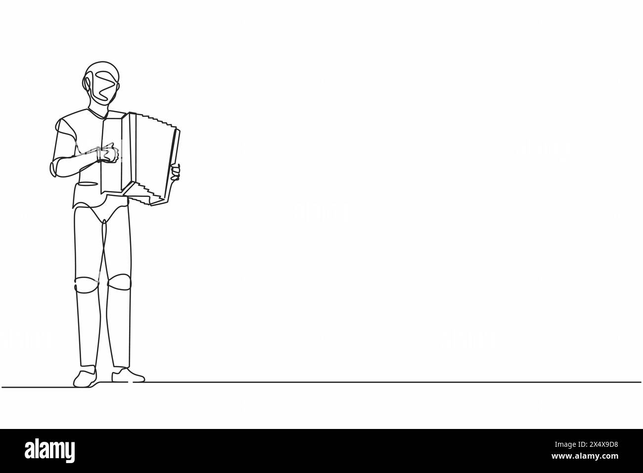 Single one line drawing robot musician playing accordion. Accordionist ...