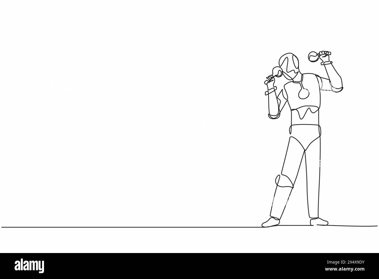 Single continuous line drawing robot performer with maracas musical ...