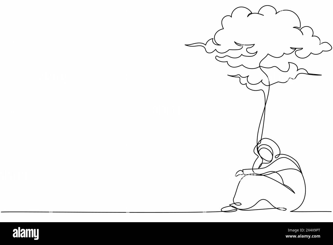 Single one line drawing unhappy Arabian businesswoman feeling sad ...