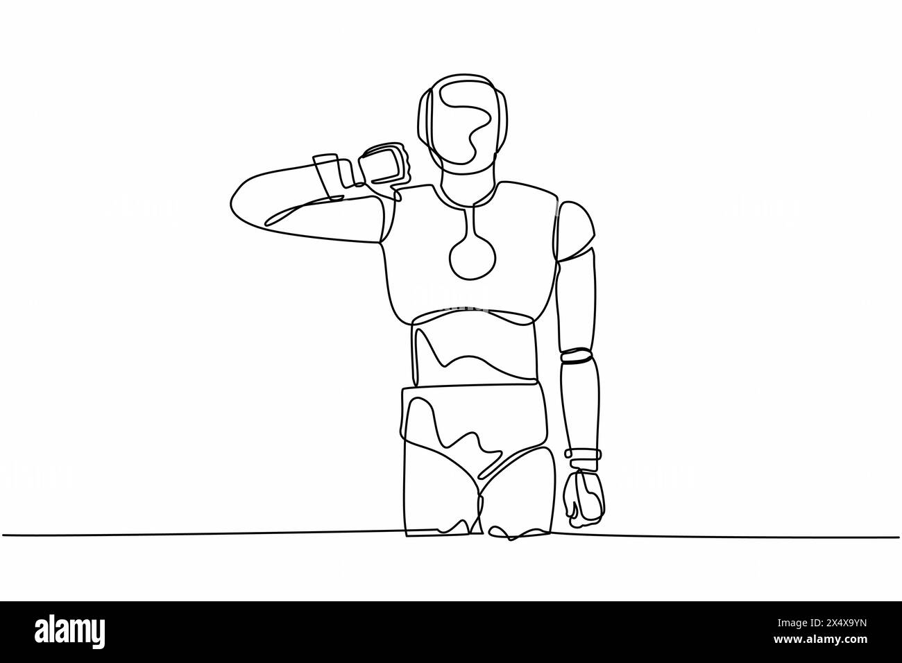 Continuous one line drawing robot standing with thumbs down sign ... Continuous one line drawing robot standing with thumbs down sign ...