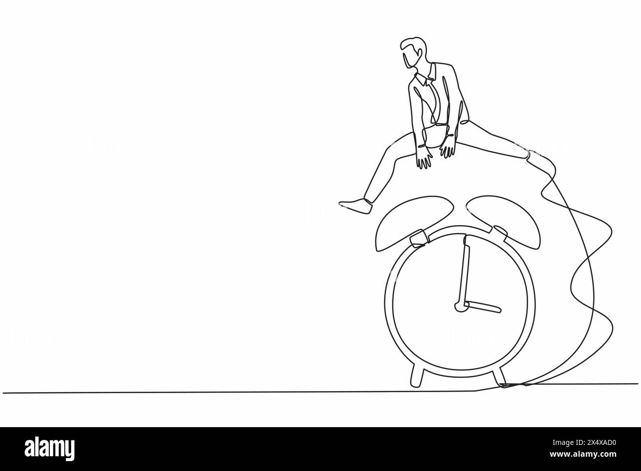 Single continuous line drawing smart and happy businessman jump over ...