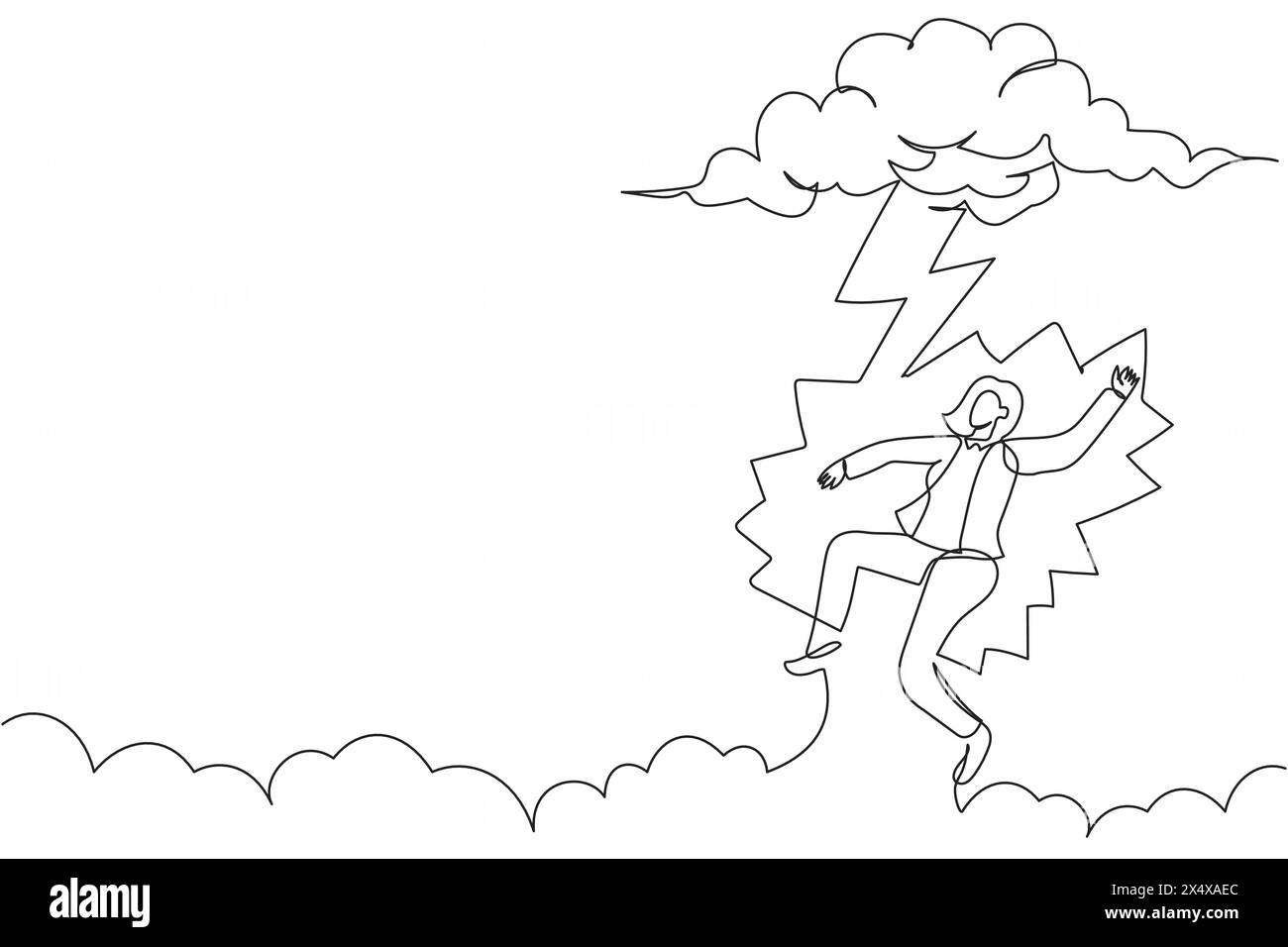 Single continuous line drawing unlucky businesswoman struck by ...