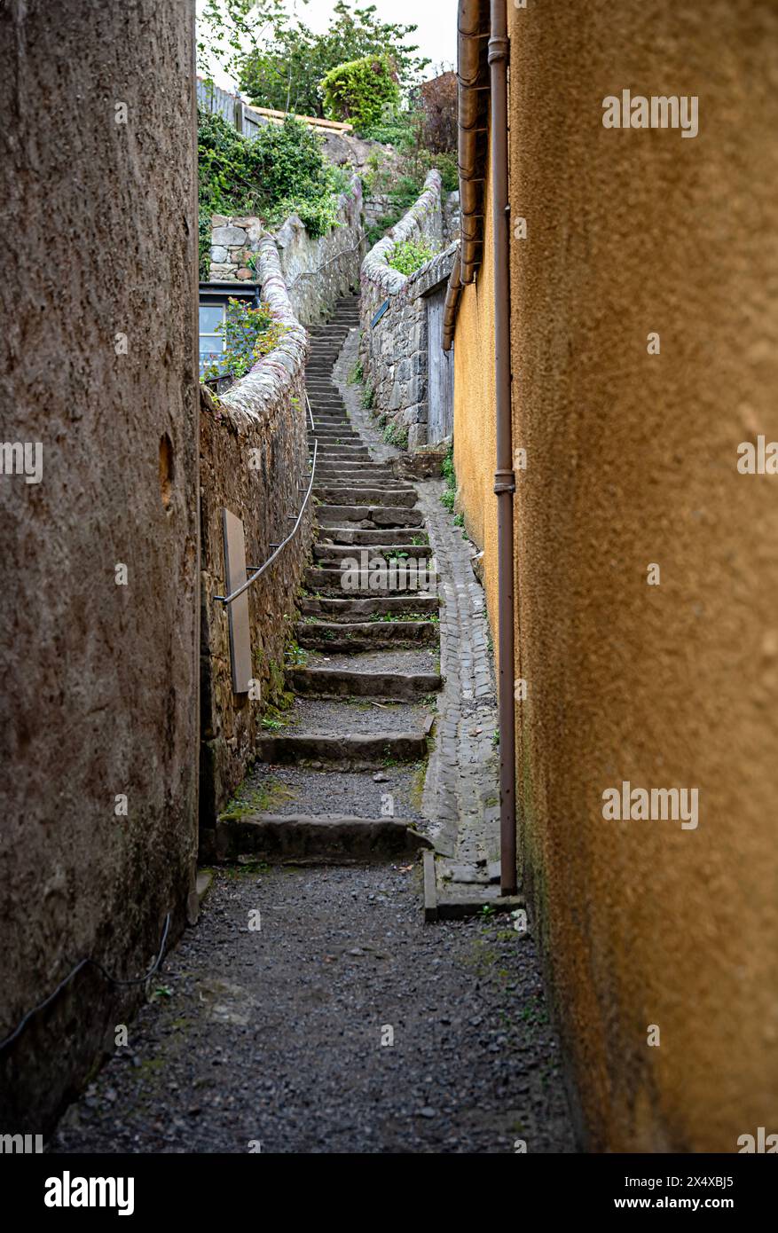 Photograpgh of old narrow street, steps, facade, building, wall, old ...