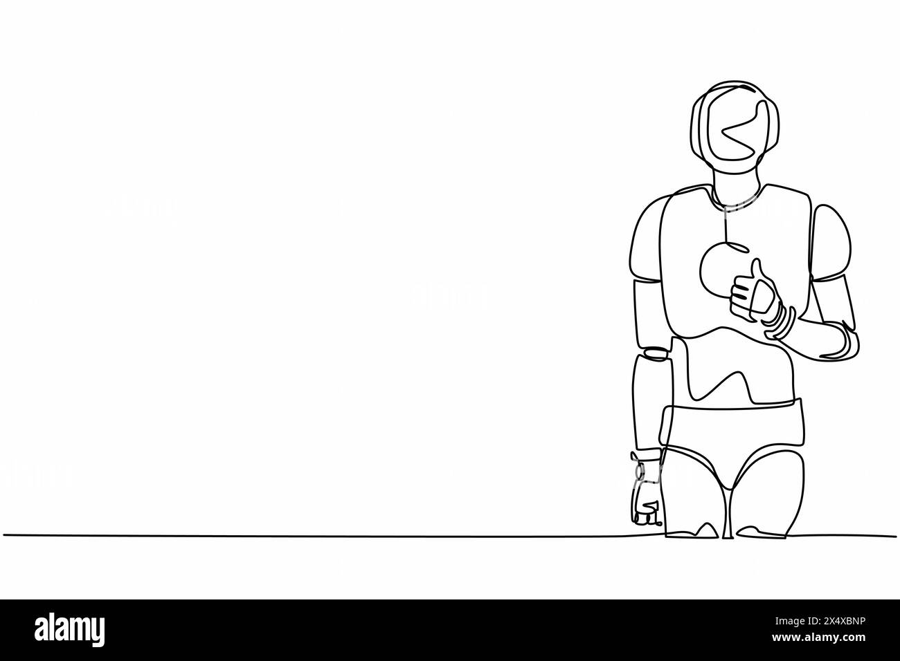 Continuous one line drawing robot standing with thumbs up gesture. Deal ...