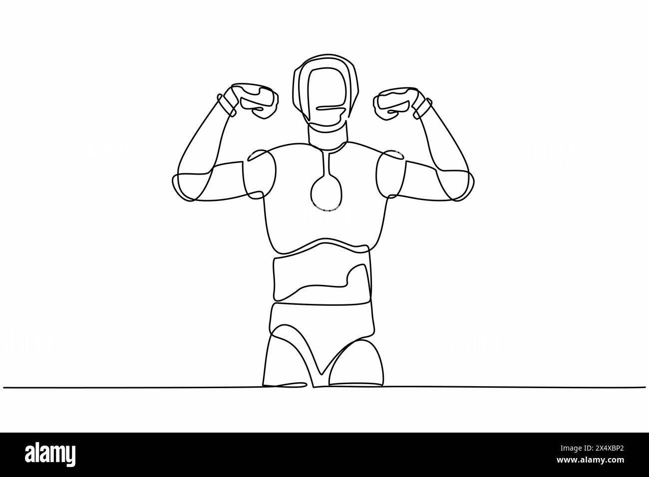 Single continuous line drawing robot standing with gestures two hand ... Single continuous line drawing robot standing with gestures two hand ...