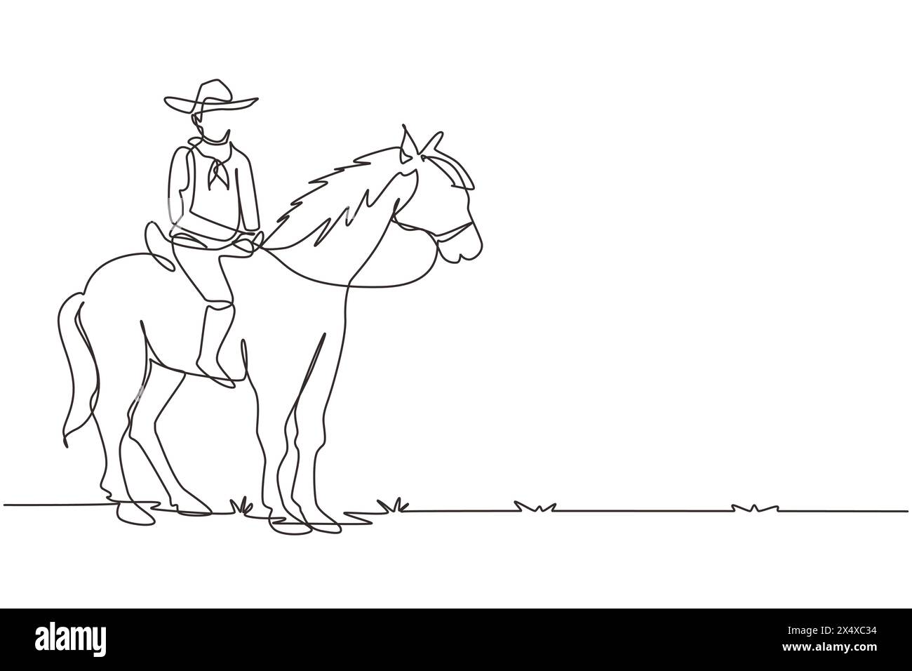 Cowboy horse lasso drawing hi-res stock photography and images - Alamy