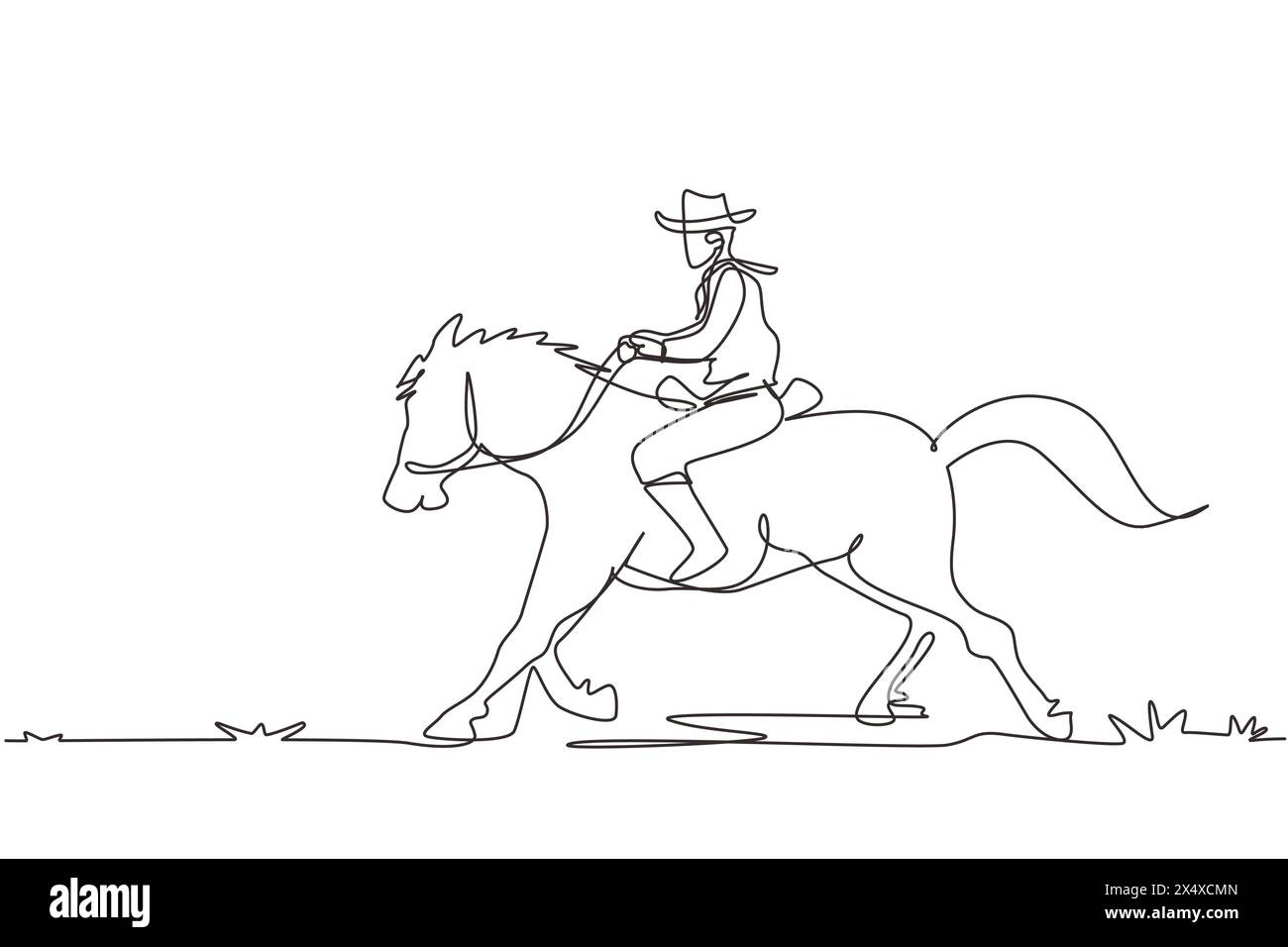 Cowboy horse lasso drawing hi-res stock photography and images - Alamy