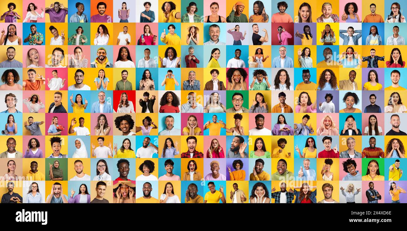 Diverse group of people in colorful collage Stock Photo - Alamy