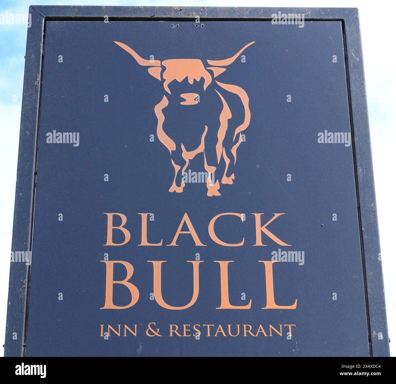 Sign, signage at The Black Bull Inn & Restaurant, Old Langho, Blackburn ...