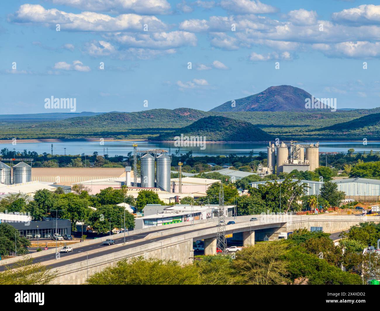 Gaborone aerial view drone perspective of industrial area flyover ...