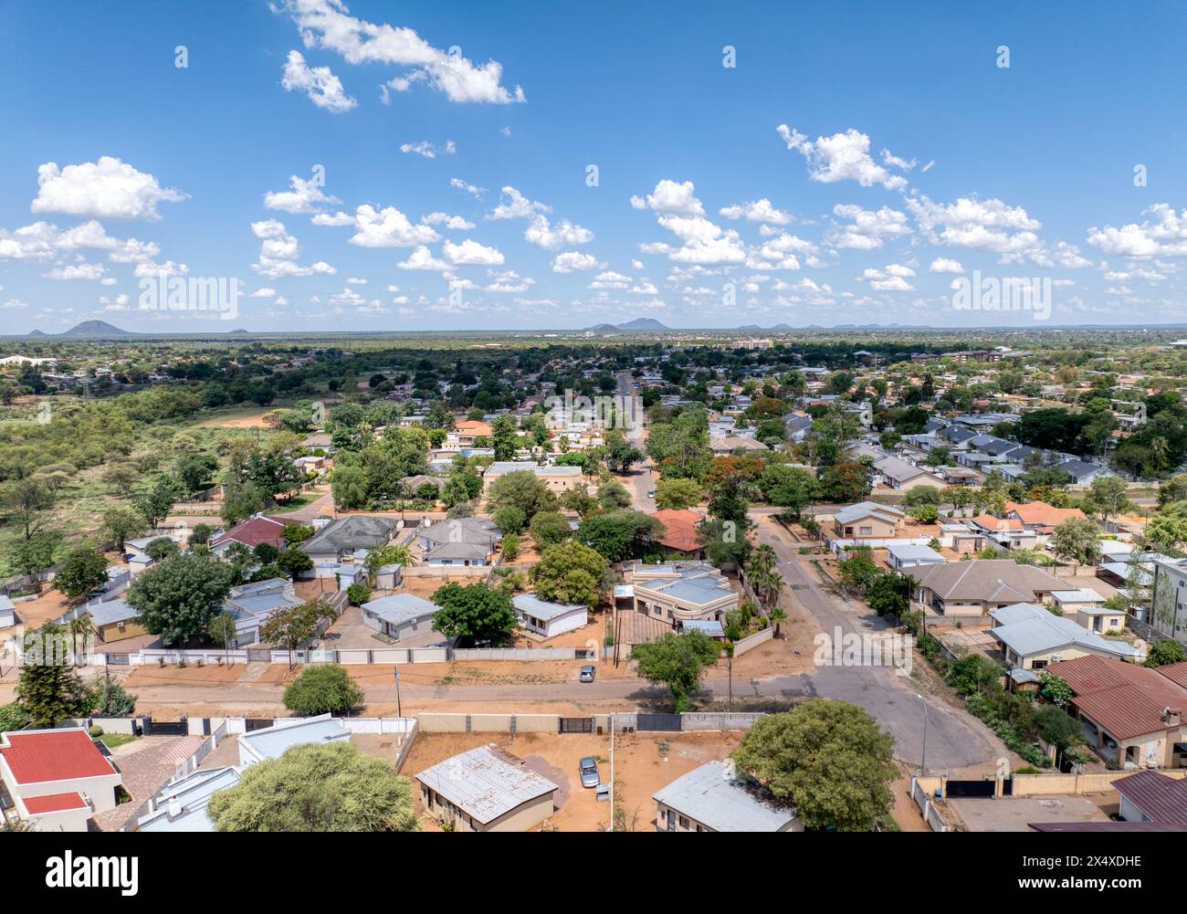 Gaborone aerial view drone perspective of residential area, in the ...