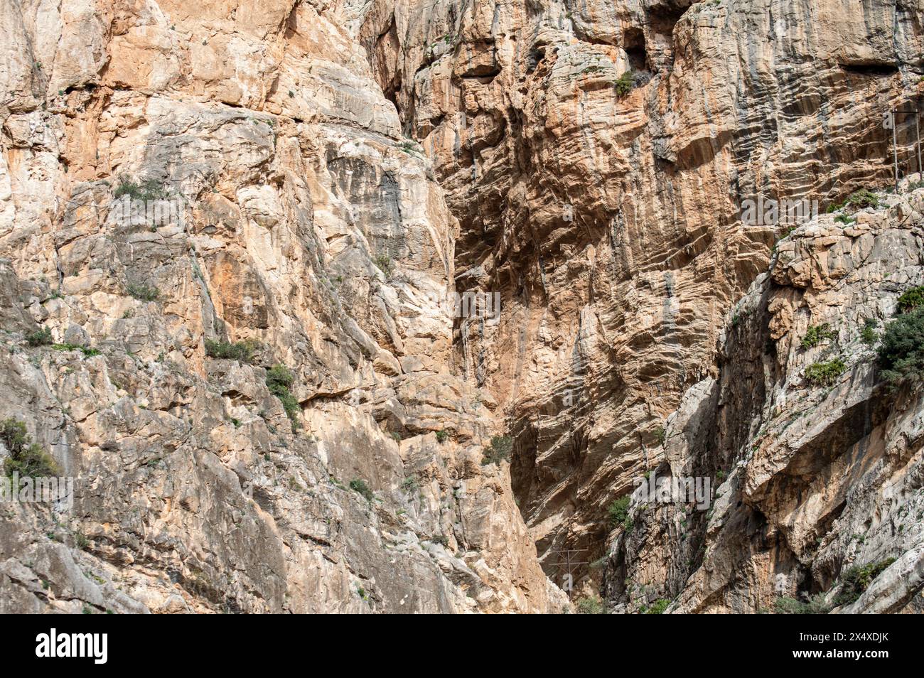 Caminito del Ray, The King's Path. Walkway pinned along the steep walls ...