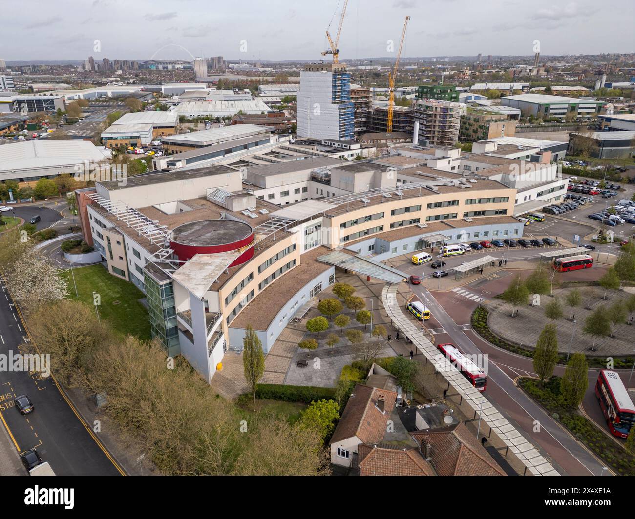 Aerial view of Central Middlesex Hospital, Park Royal, London, UK Stock ...