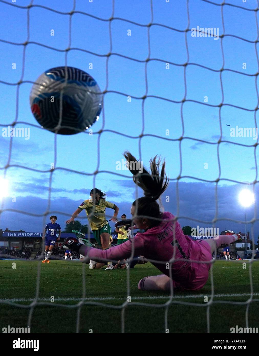 Chelsea's Aggie Beever-Jones scores their side's eighth goal of the ...