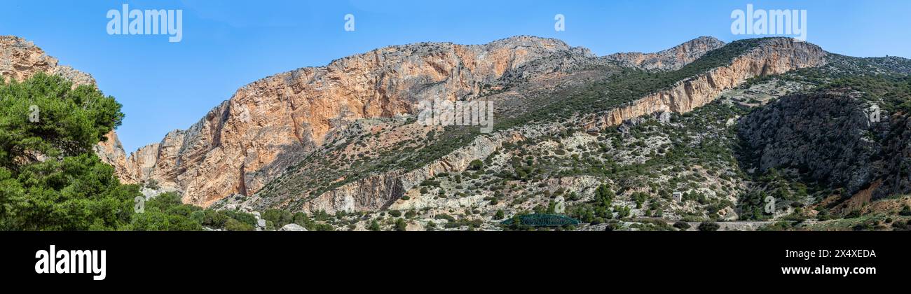 Caminito del Ray, The King's Path. Walkway pinned along the steep walls ...