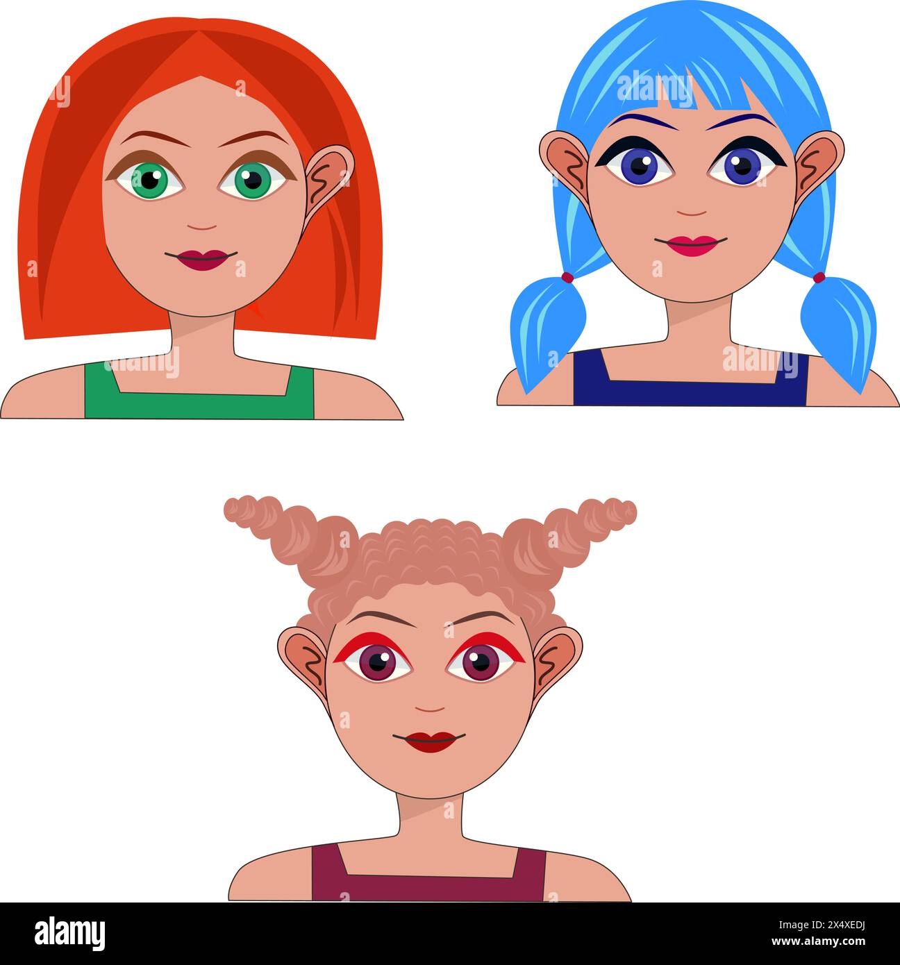 Set of female portraits. Women avatar characters. Part 2 Stock Vector ...